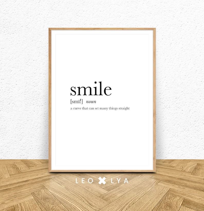 Smile Definition Smile Print Decor Dictionary Art - Etsy