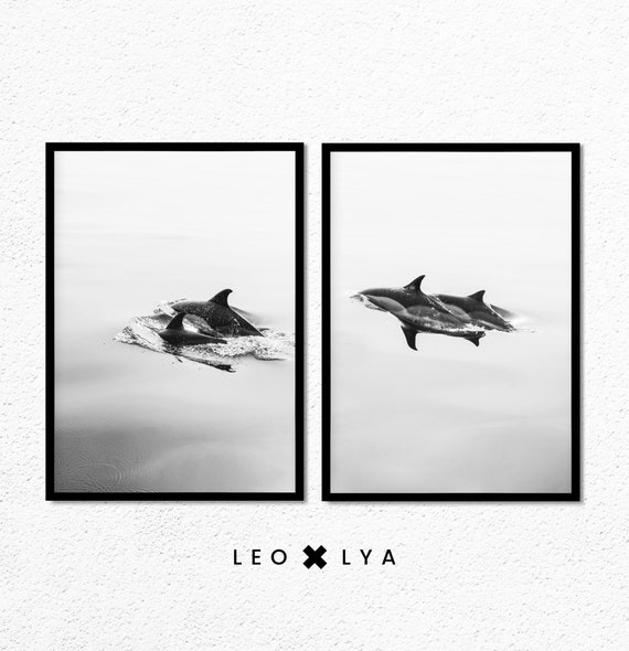 Ocean Print Set Dolphins Print Set Ocean Animals Print | Etsy