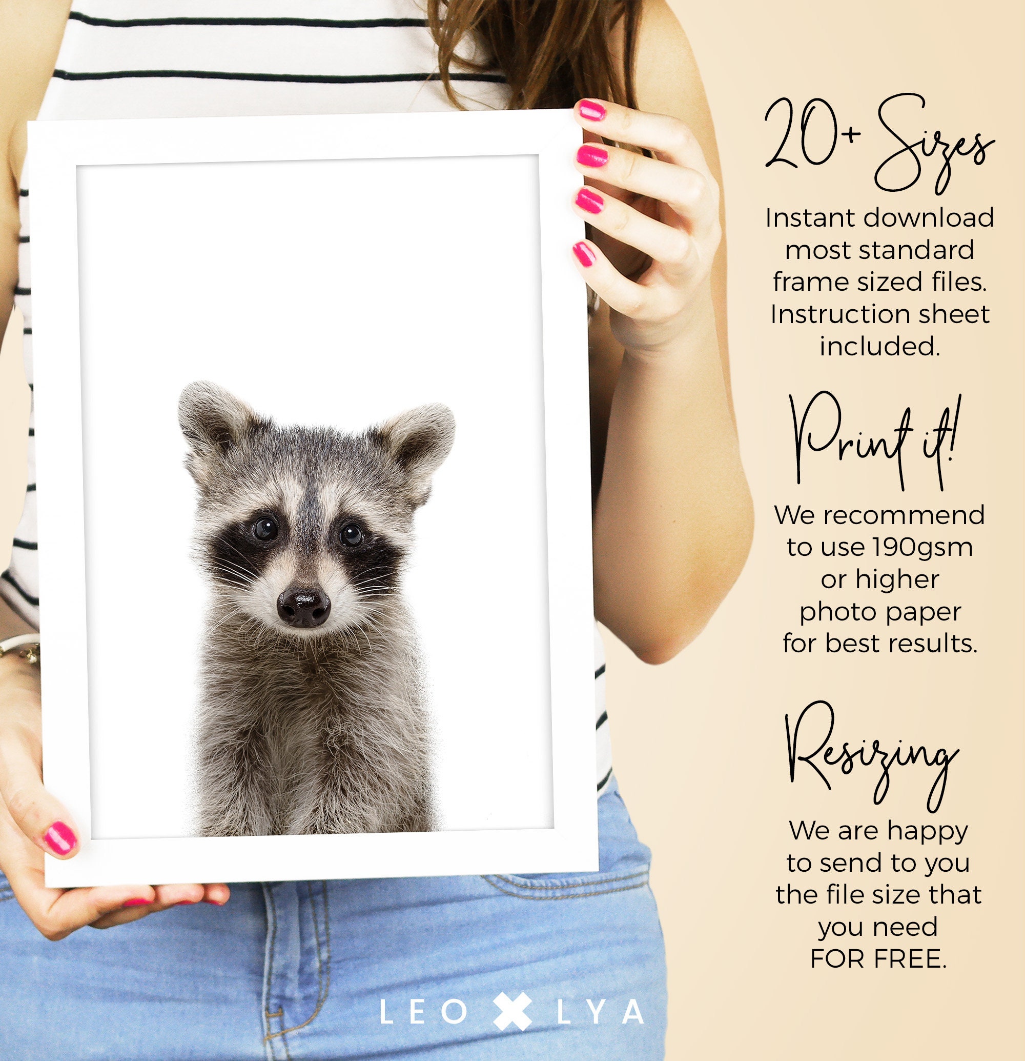 Woodland Animals Nursery Printable Art Raccoon Print Raccoon - Etsy