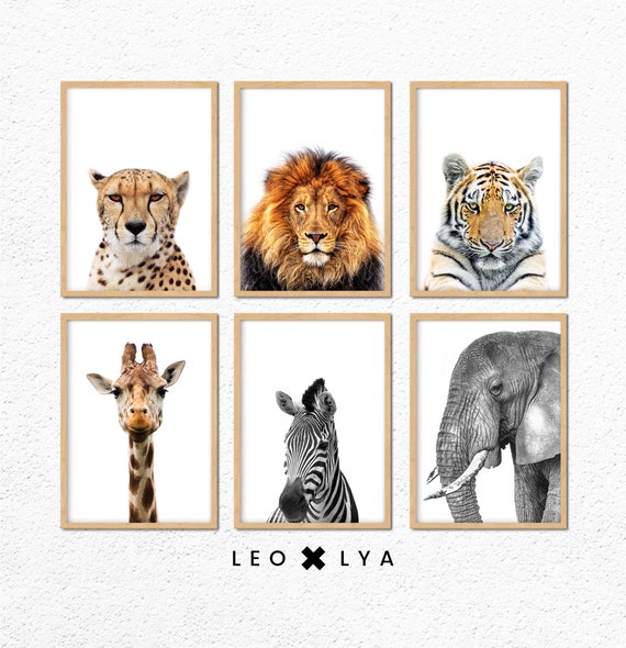 Safari Animal Print Nursery Printable Set of 6 Prints - Etsy