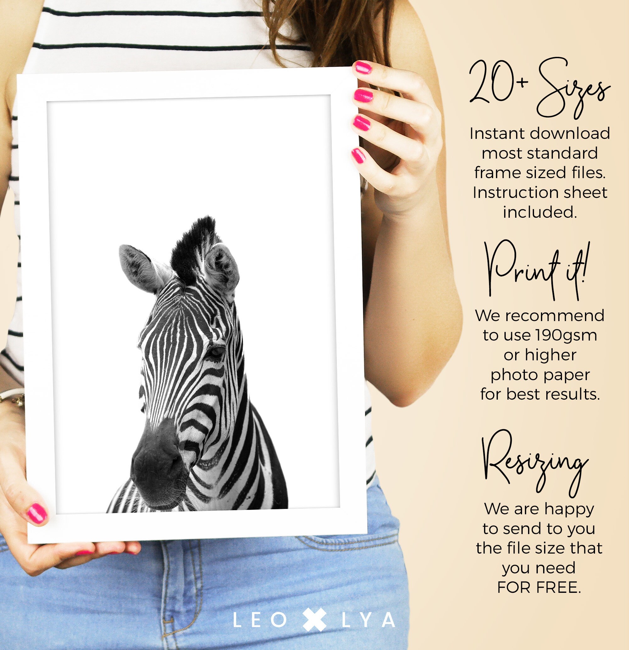 Animal Print, Zebra Print, Safari Nursery Animal Print, Zebra Digital ...