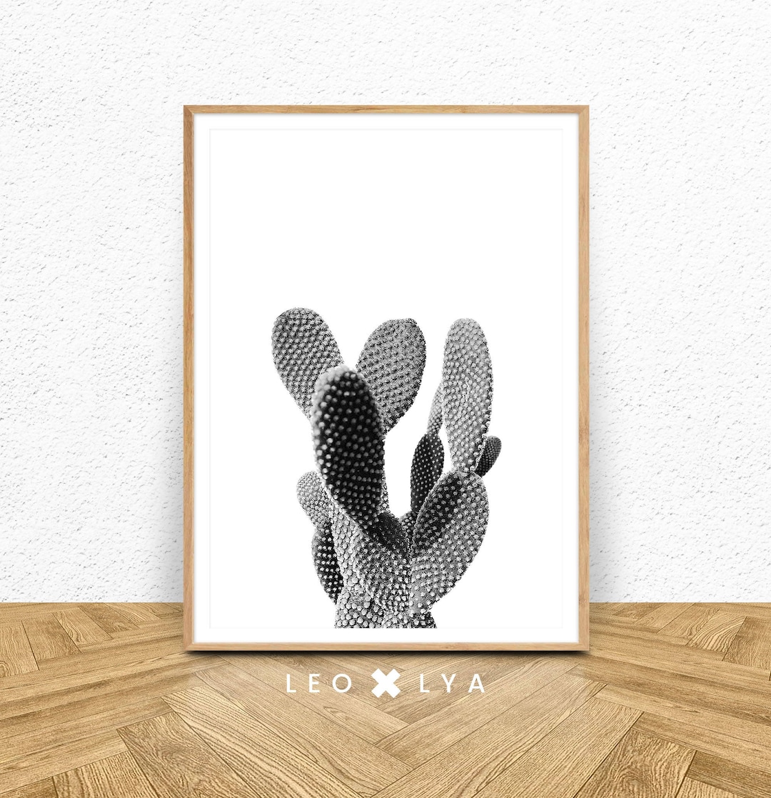 Cactus Print, Black and White Plant, Modern Minimalist Printable Wall ...