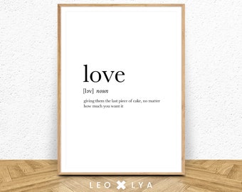 Love Print, Love Definition Poster, Love Dictionary Print, Love Quote ...