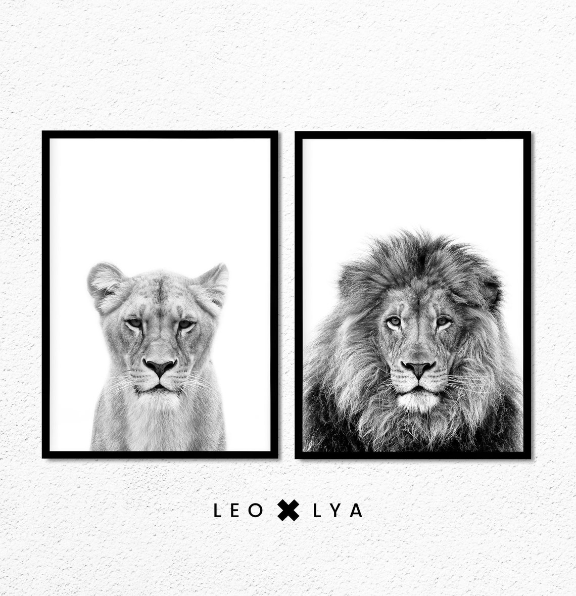Lion Print Set, Lioness Print, Set of 2 Prints, Large Poster Safari ...