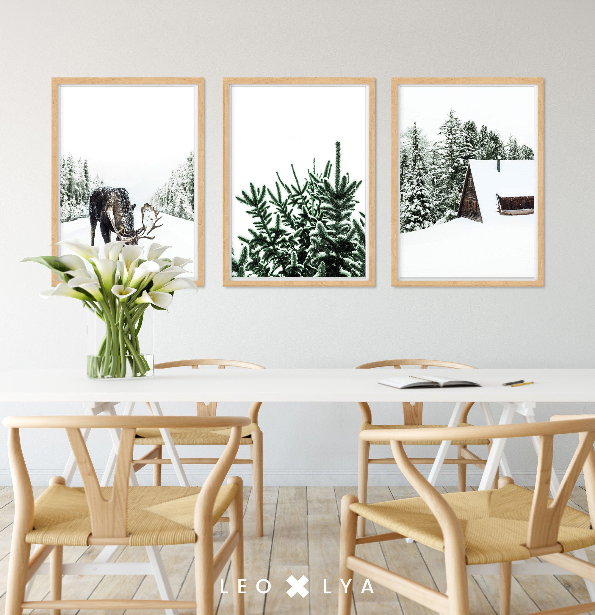 Winter Wonderland, Winter Decor, Moose Print, Winter Print Set, Winter ...