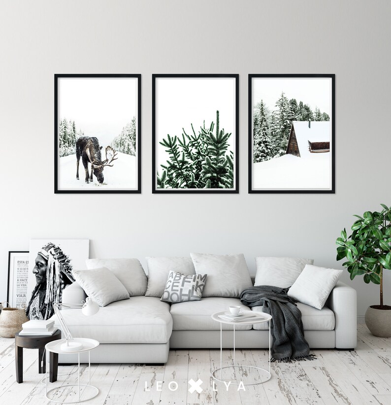 Winter Wonderland, Winter Decor, Moose Print, Winter Print Set, Winter ...