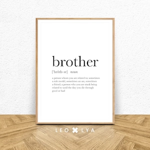 Brother Definition Print PRINTABLE GIFT for Brother Gift for Him Big ...