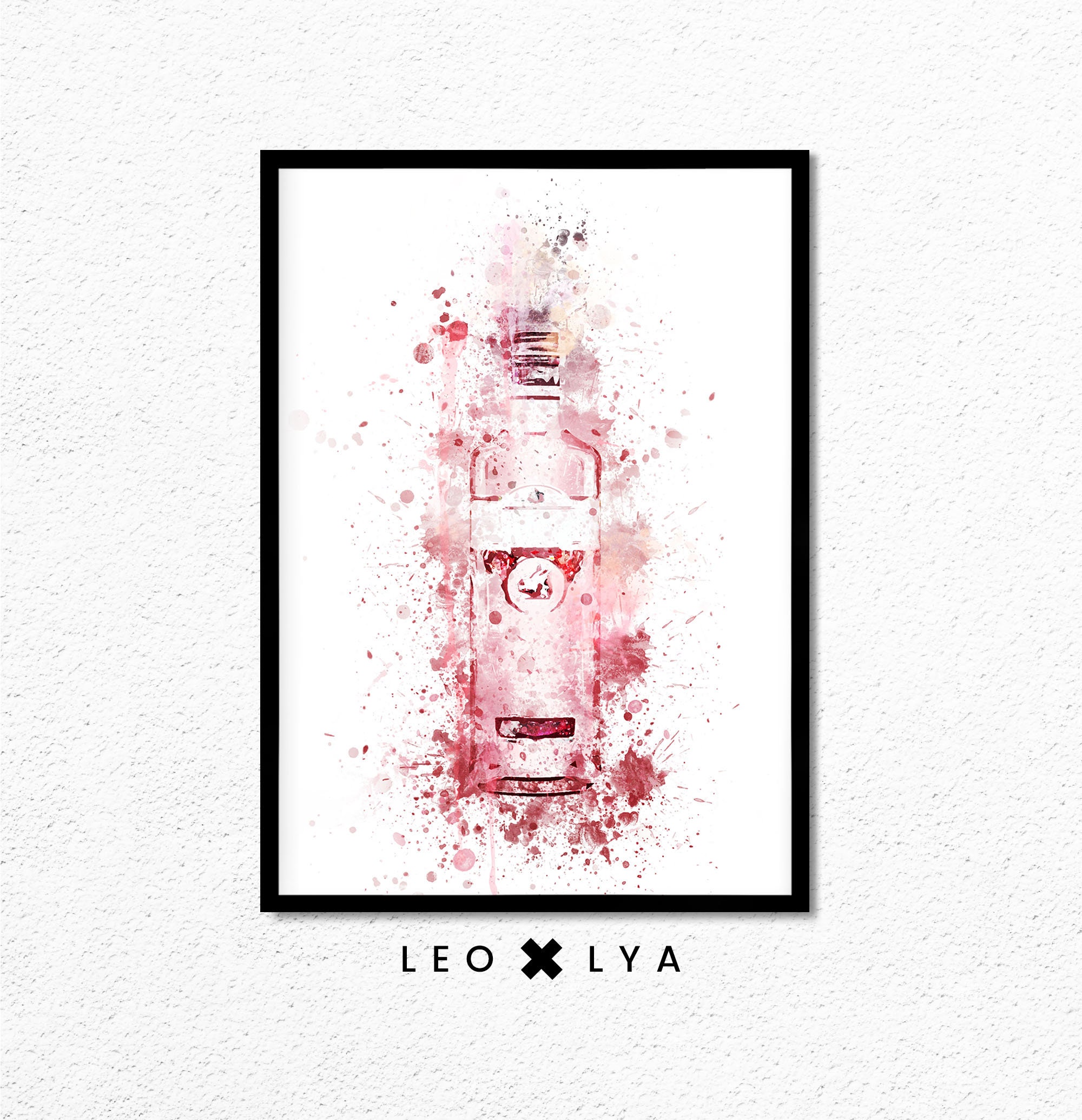 Pink Gin Bottle Print Gin Bottle Splatter Art Famous Gin - Etsy UK