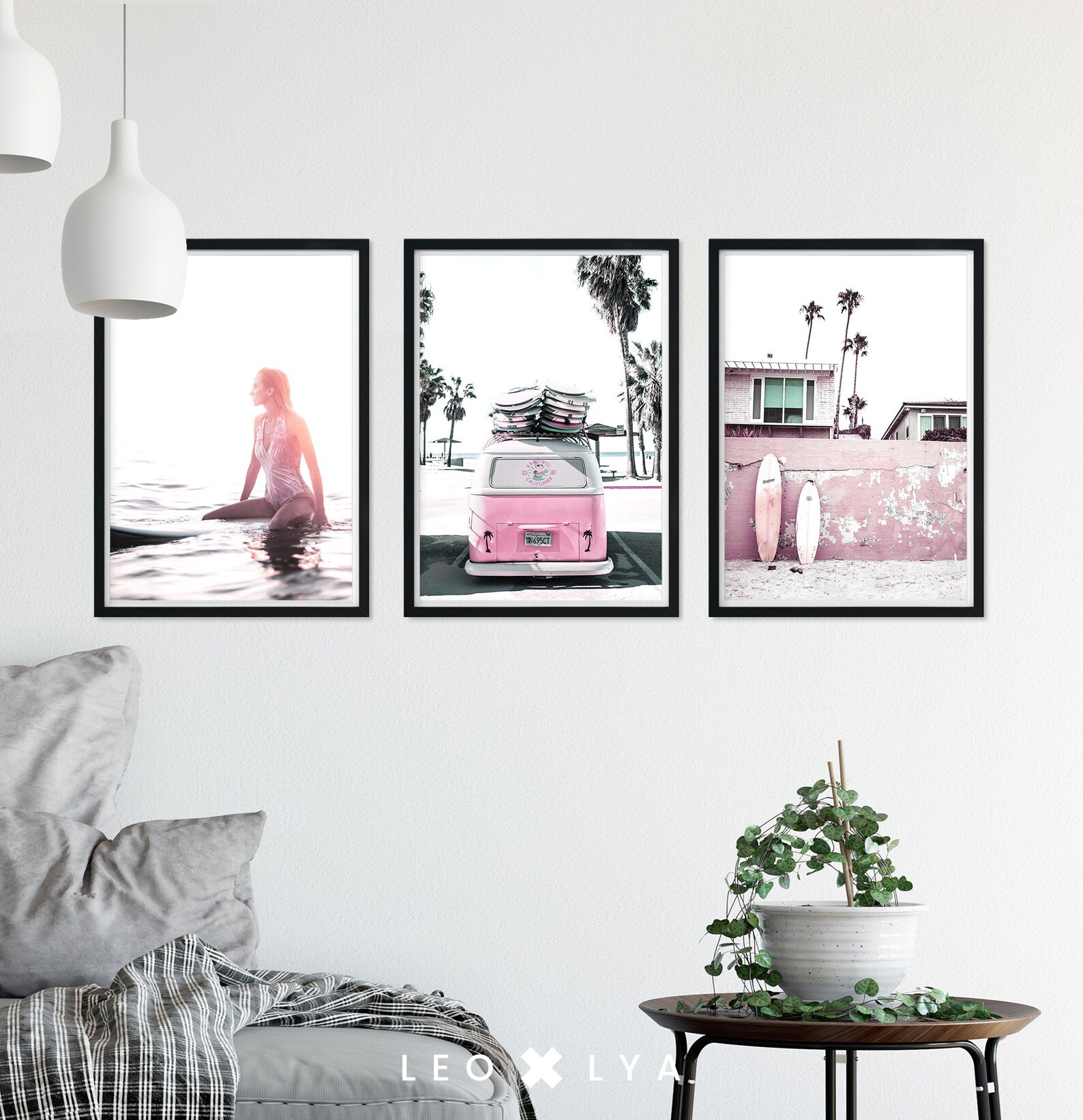 Beach Poster Set California Wall Art Surfboard Print | Etsy