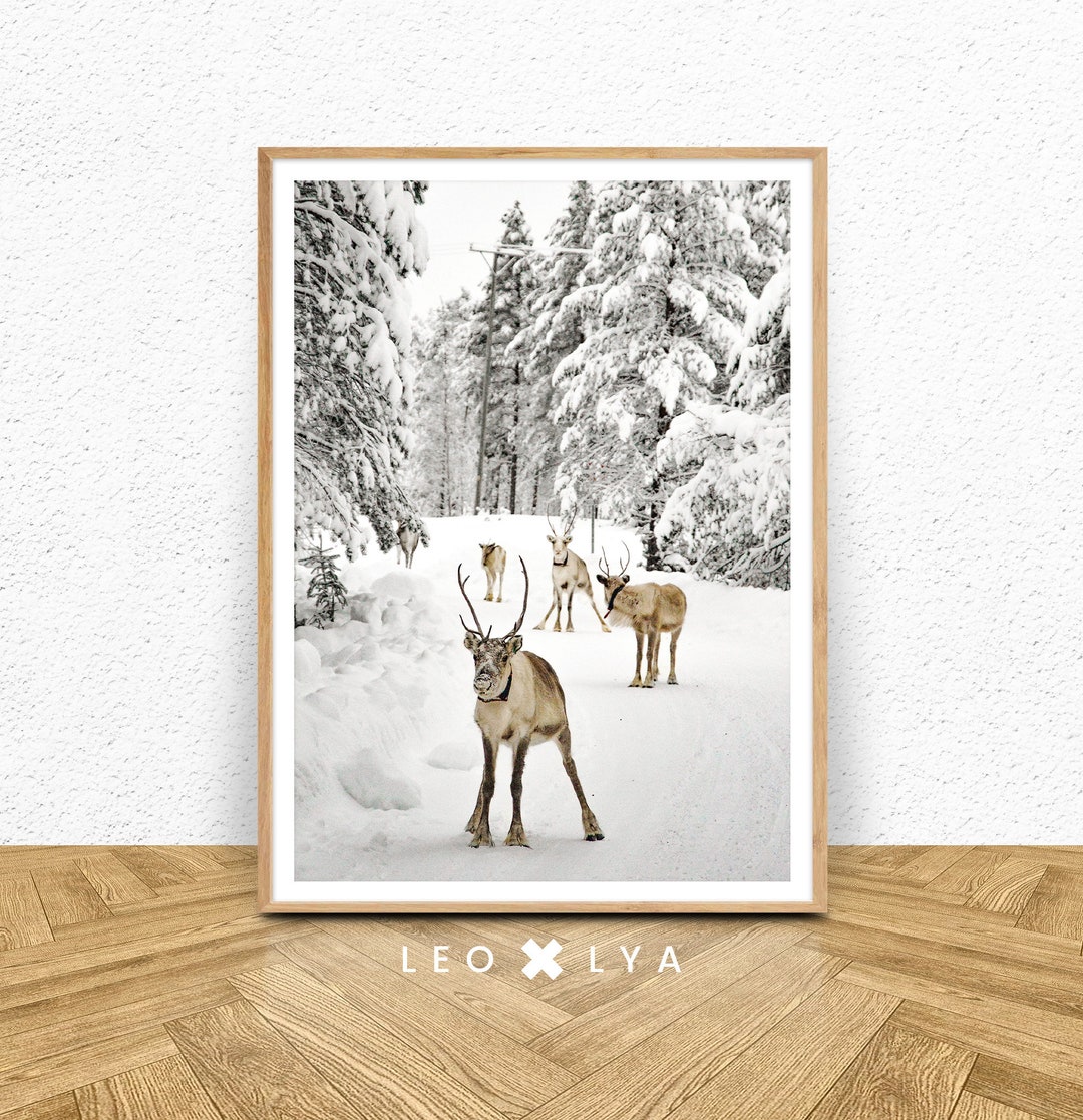 Reindeer Print, Winter Decor, Instant Download, Deer Wall Art, Nursery ...