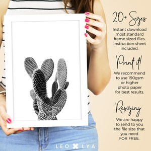 Cactus Print, Black and White Plant, Modern Minimalist Printable Wall ...