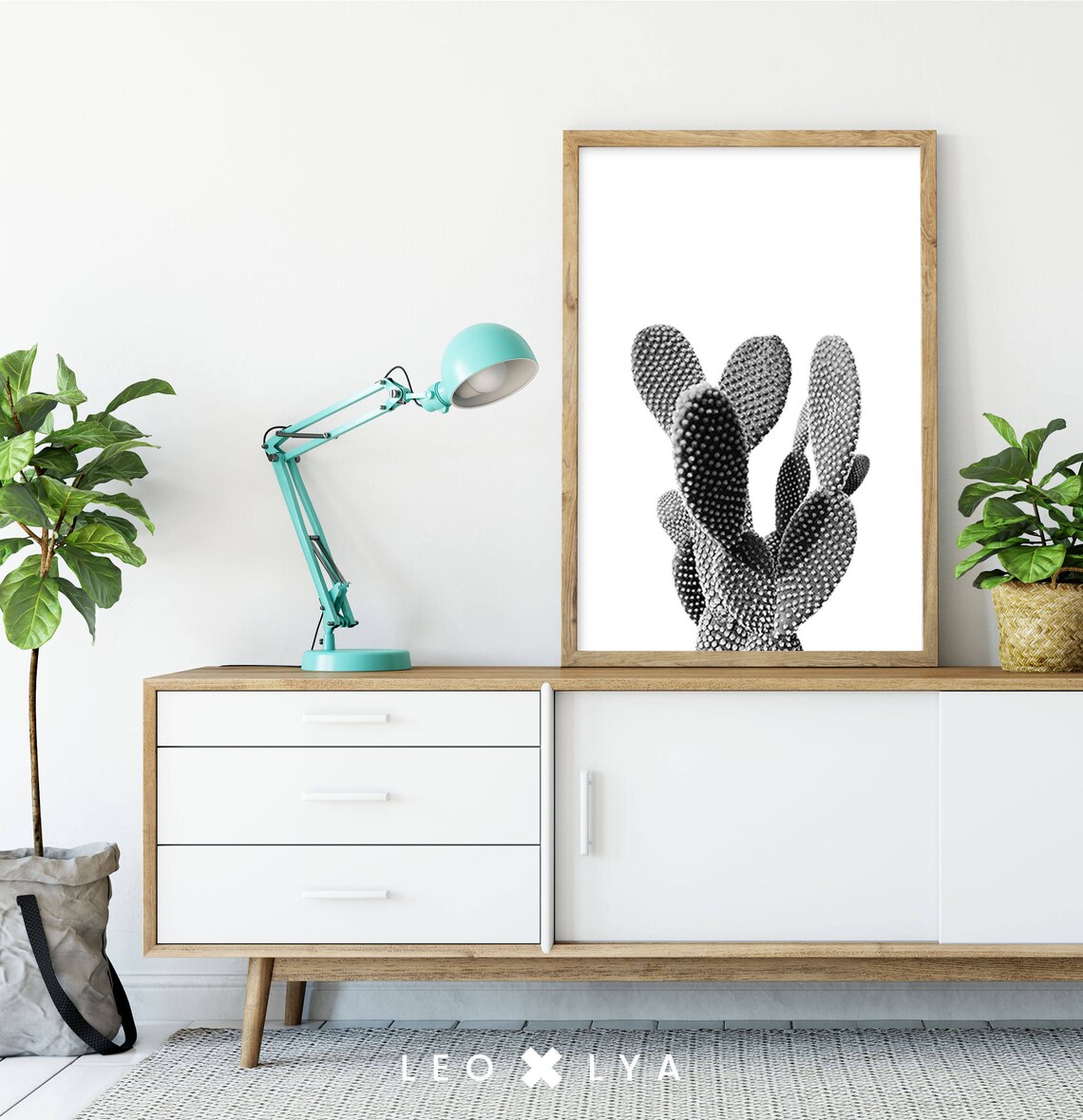 Cactus Print, Black and White Plant, Modern Minimalist Printable Wall ...