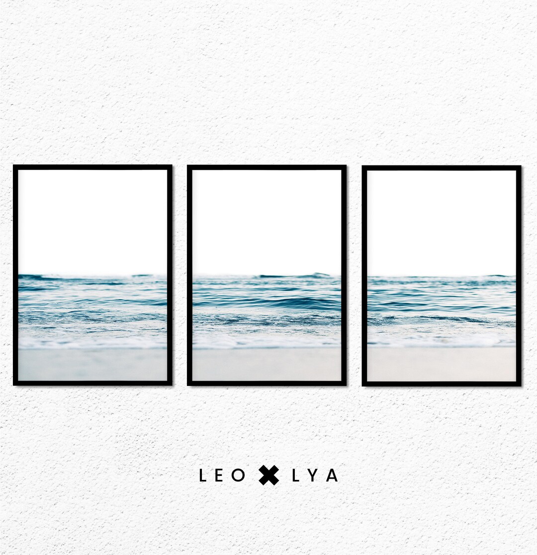 Blue Waves Posters, 3 Piece Ocean Waves Set, Large Waves Set, 3 ...
