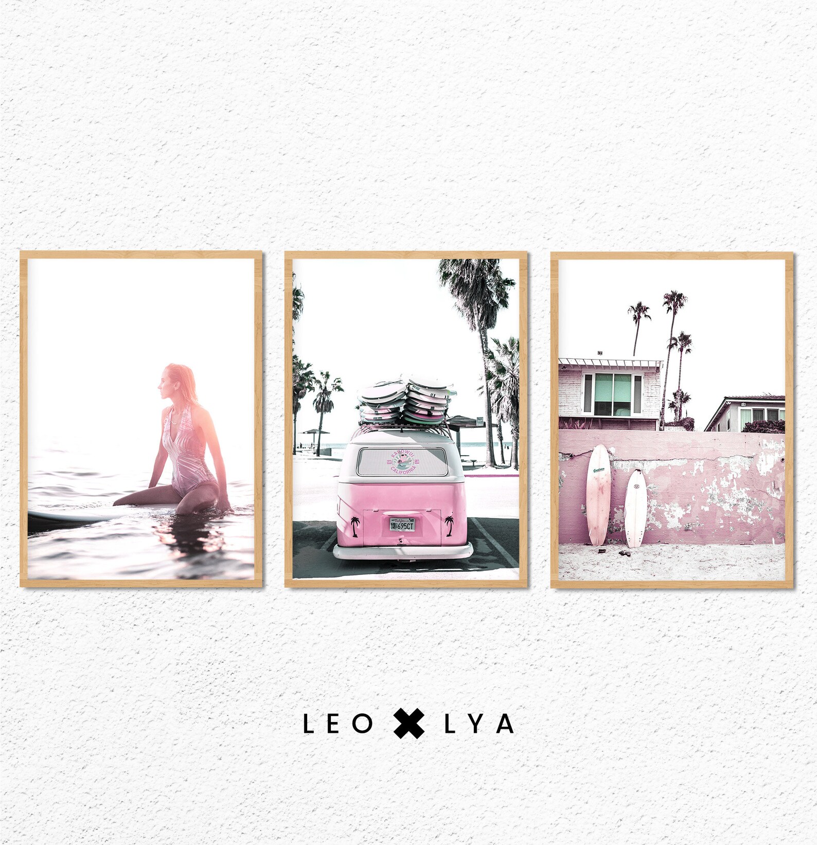 Beach Poster Set California Wall Art Surfboard Print | Etsy