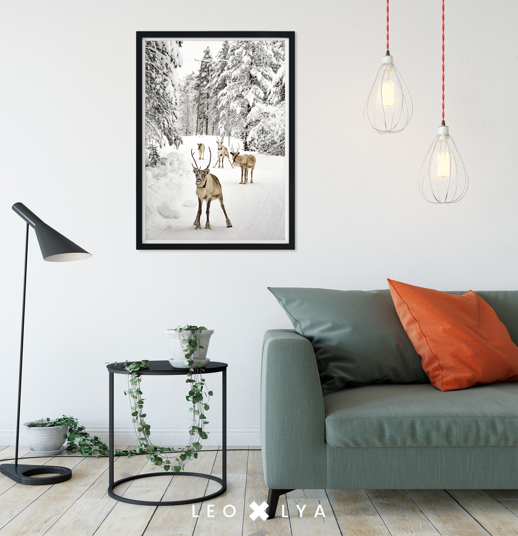 Reindeer Print Winter Decor Instant Download Deer Wall Art - Etsy
