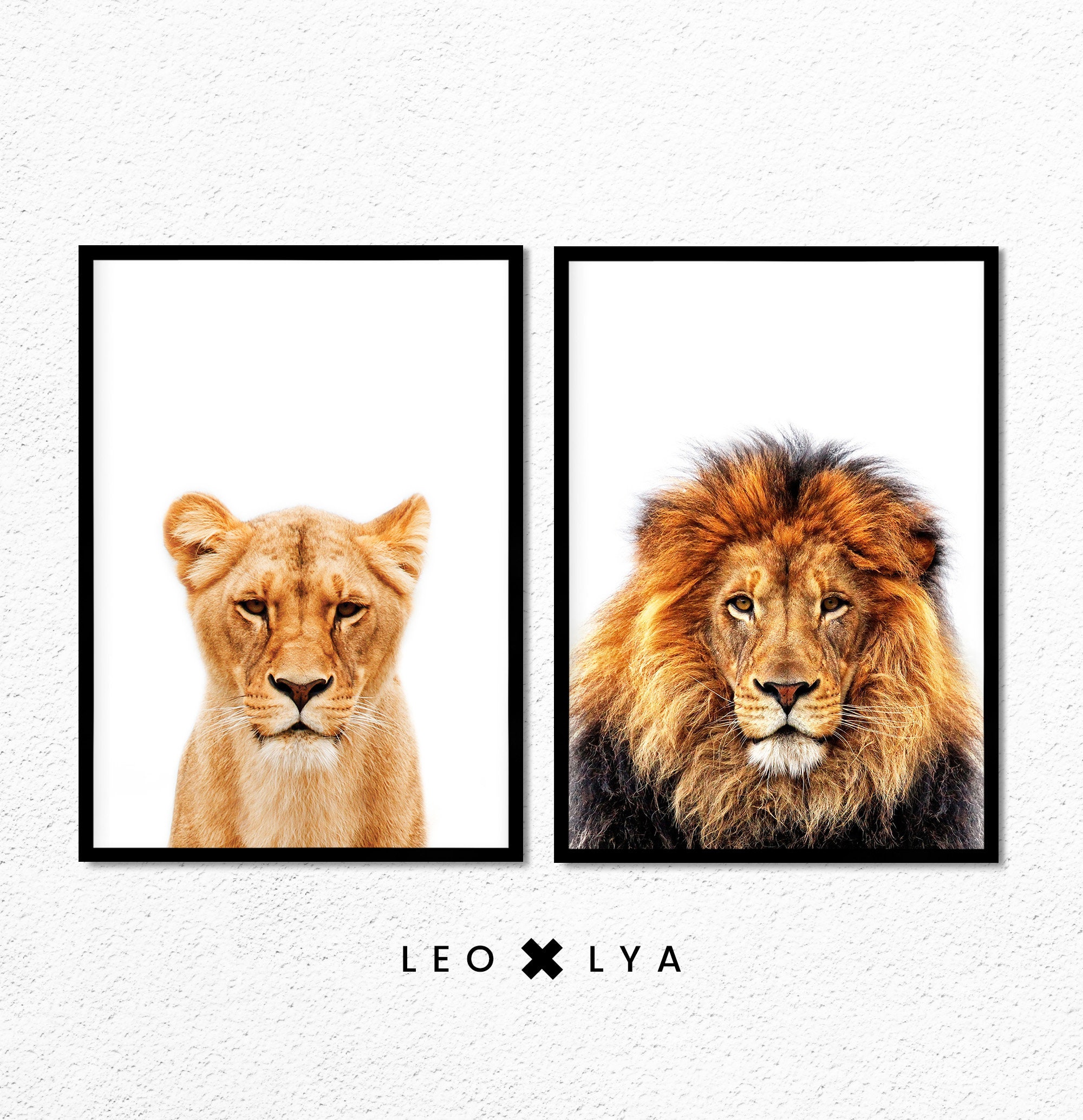 Lion Print Set, Lioness Print, Set of 2 Prints, Safari Nursery Prints ...