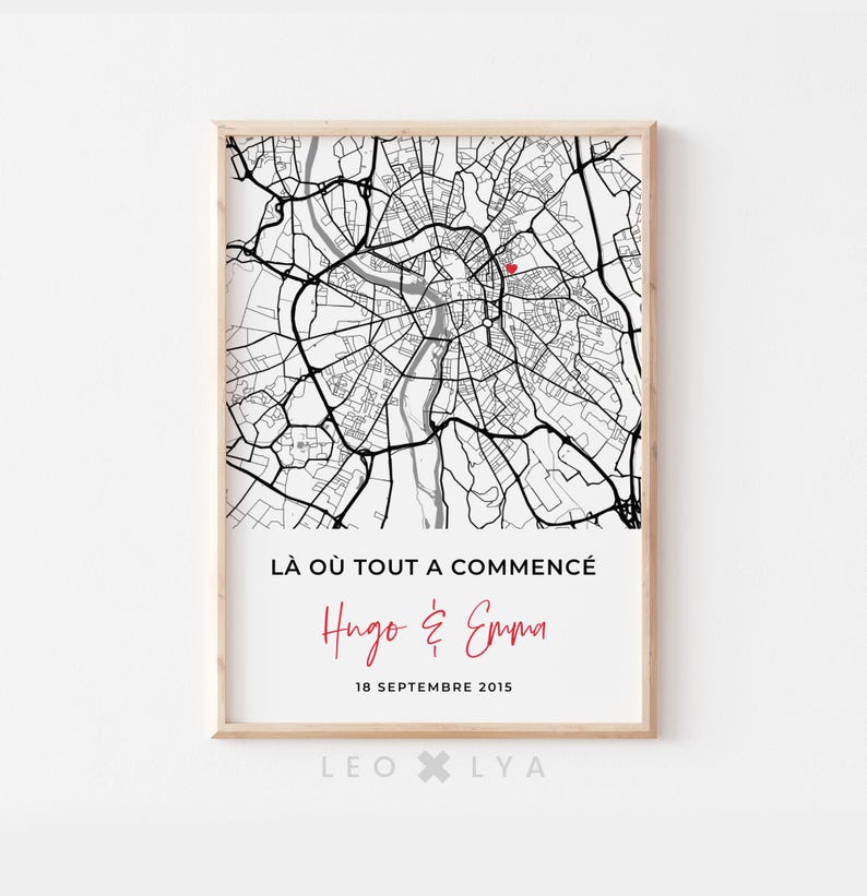 Personalized Meeting Place Map Poster – Valentine’s Day Gift – Digital ...