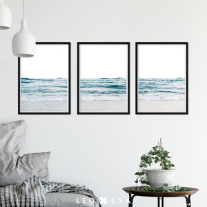 Blue Waves Posters, 3 Piece Ocean Waves Set, Large Waves Set, 3 ...