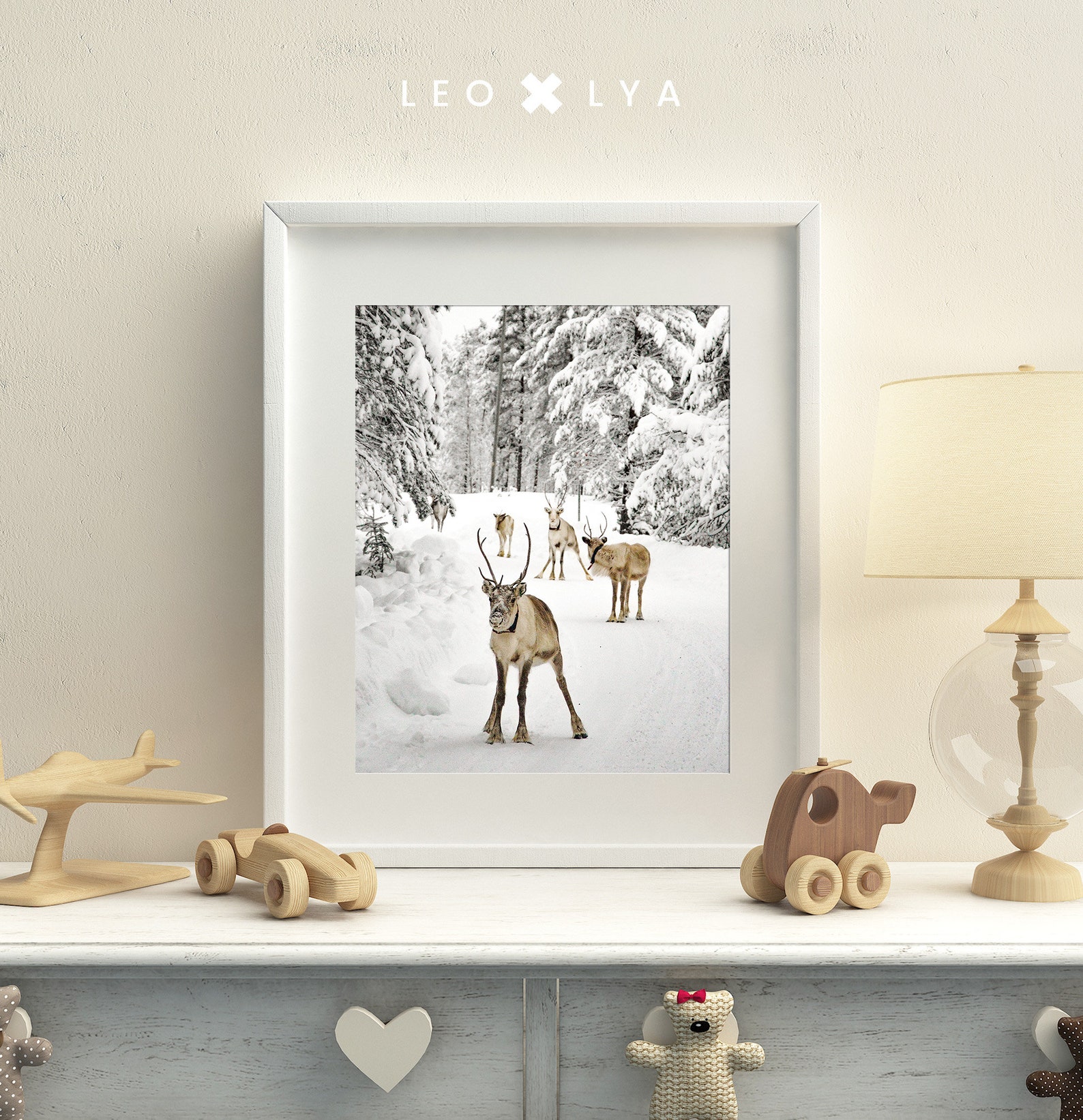 Reindeer Print Winter Decor Instant Download Deer Wall Art | Etsy