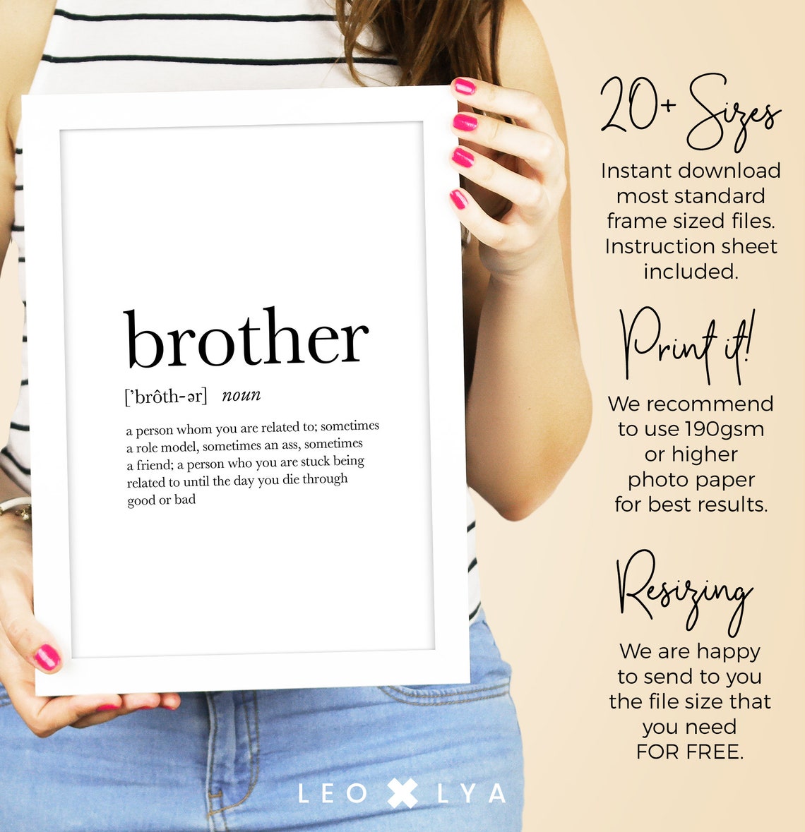 Brother Definition Print PRINTABLE GIFT for Brother Gift For | Etsy