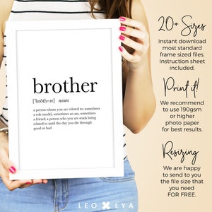 Brother Definition Print PRINTABLE GIFT for Brother Gift for Him Big ...
