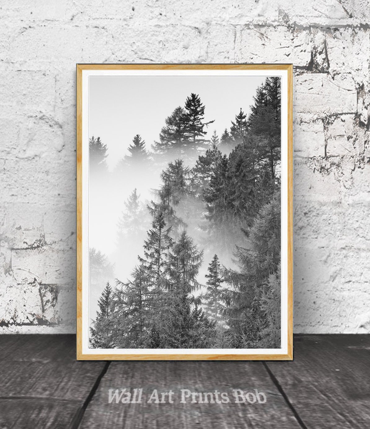 Forest Printable Forest Print Forest Art Landscape Fog | Etsy