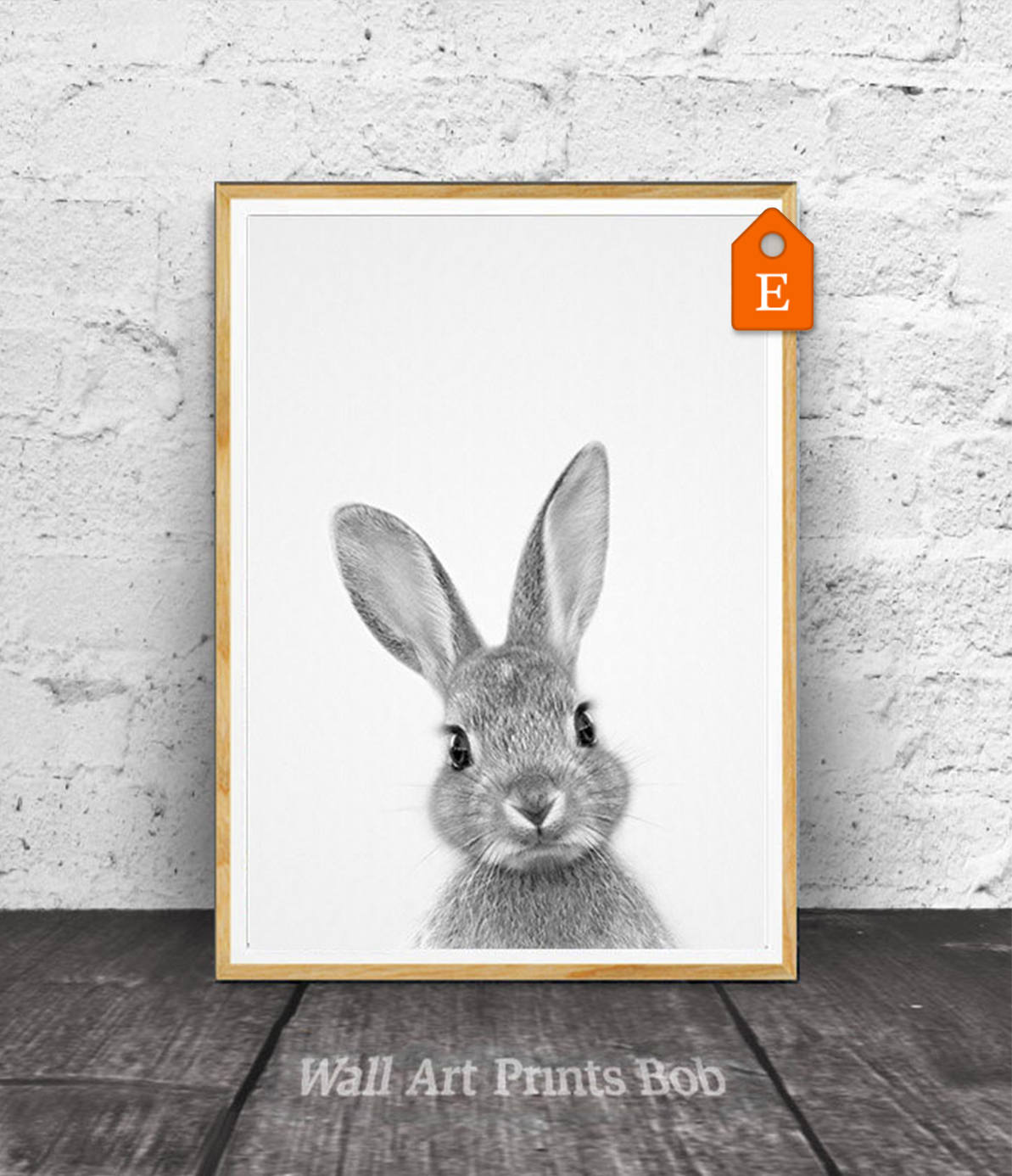 Rabbit Nursery Print, Black and White Animal Poster (digital Download ...