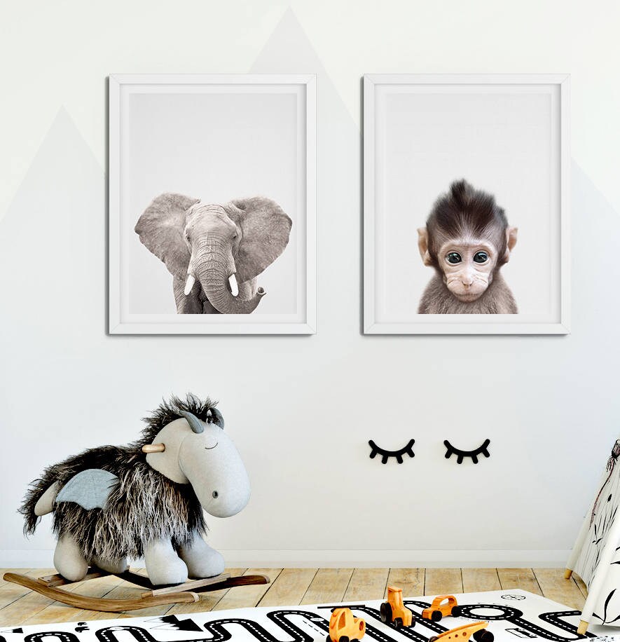Baby Monkey Print Baby Monkey Wall Art Baby Animal Prints - Etsy