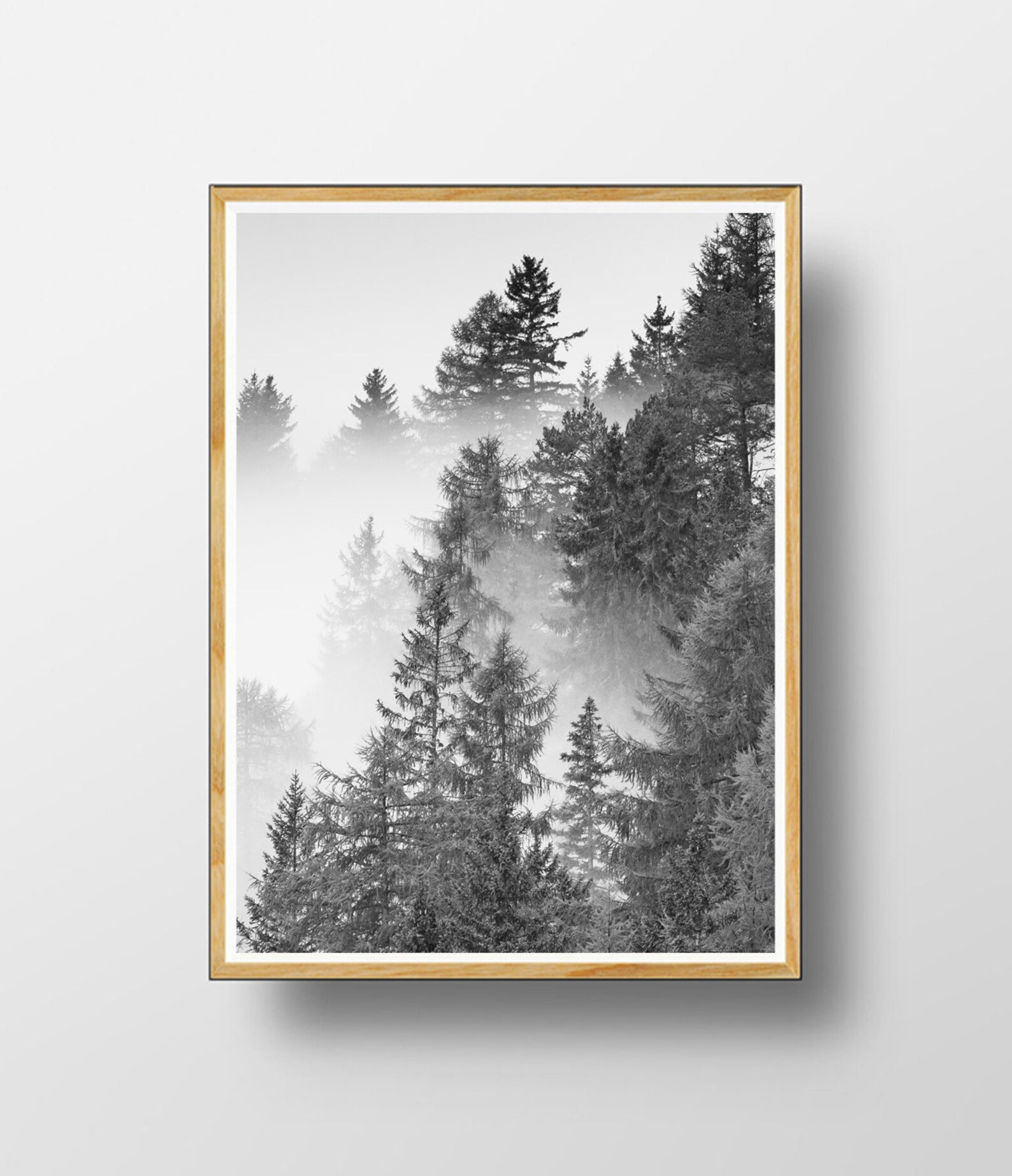 Forest Printable Forest Print Forest Art Landscape Fog | Etsy