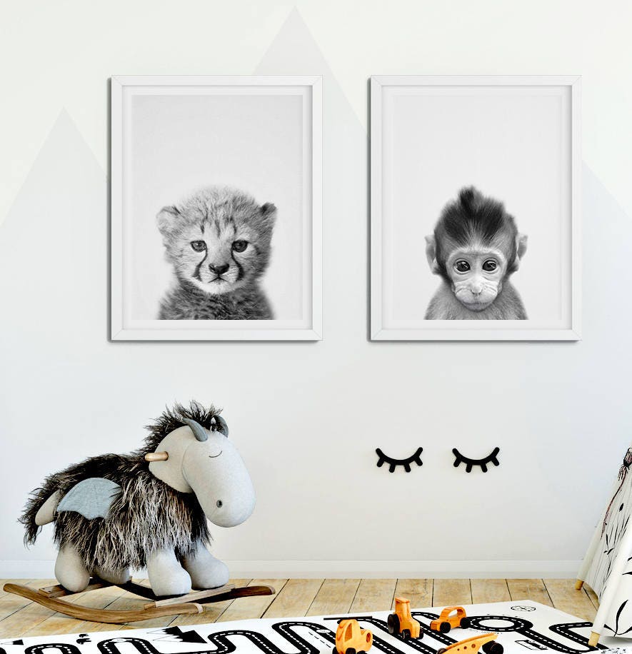 Baby Monkey Print Baby Monkey Wall Art Baby Animal Nursery | Etsy