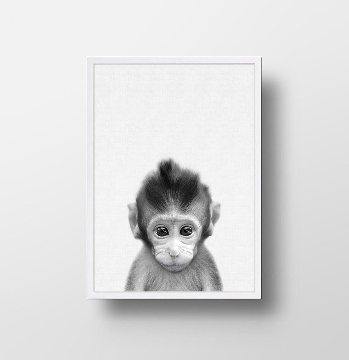 Baby Monkey Print Baby Monkey Wall Art Baby Animal Nursery - Etsy