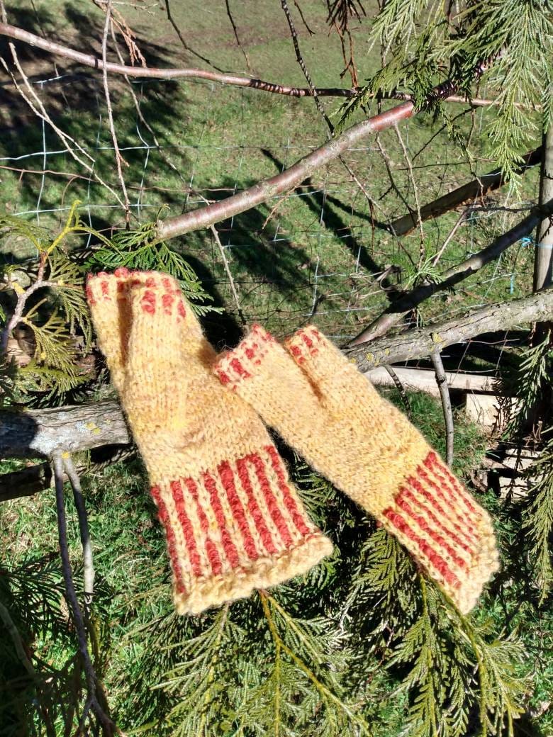 Sunny Yellow Fingerless Mitts, Wool Mittens, Wool Gloves, Handmade ...