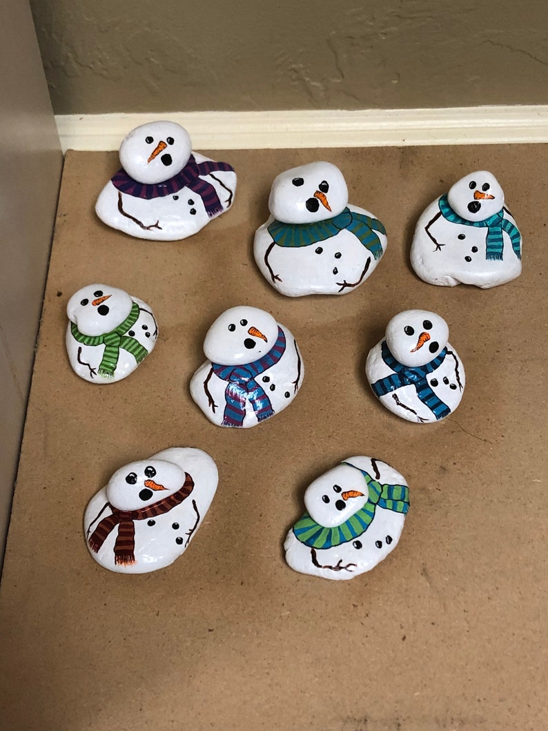 Melting SNOWMAN Rock Painted Rock Winter Decor for Tiered - Etsy