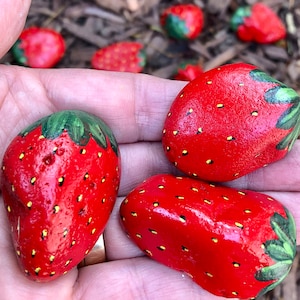 TOP SELLER. STRAWBERRY Painted Rocks. *buy More and Save*. Deters Birds ...