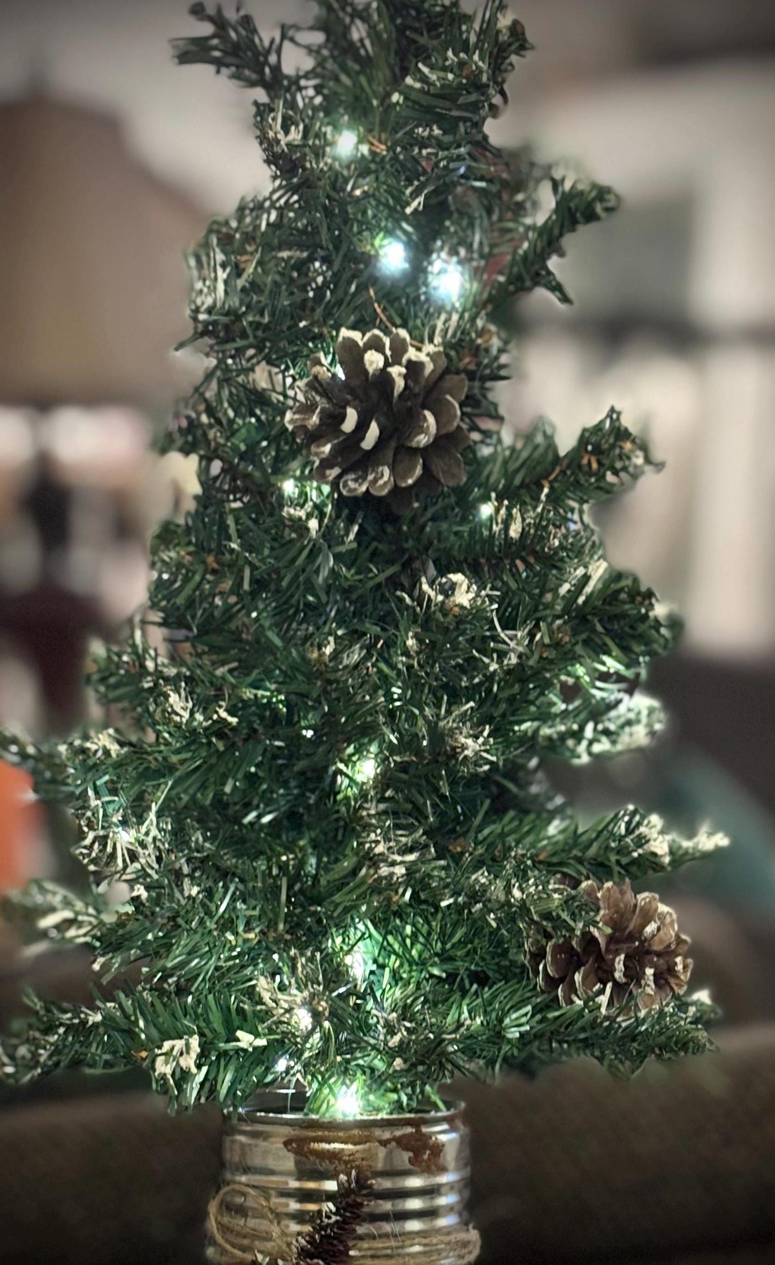 Mini Christmas Tree/ Rustic/ Woodsy/ Table Top Tree/ With Fairy Lights ...