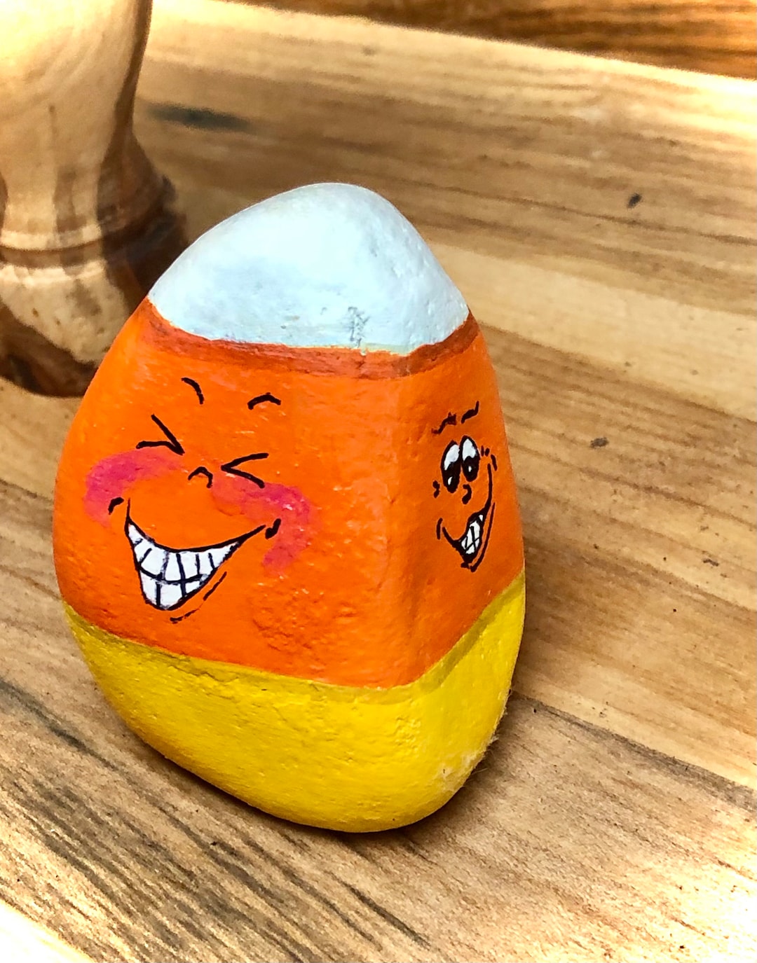Big Candy Corn, Chunky Painted Rock, 3 or 4 Sides, Silly Faces ...