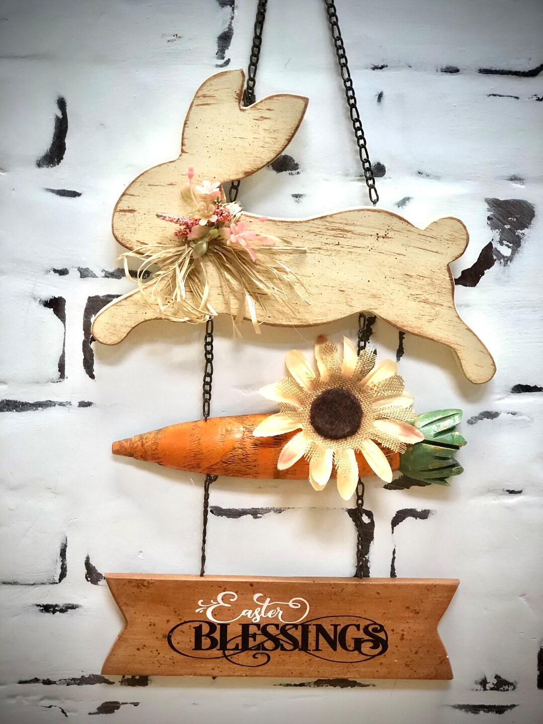 Hanging Bunny Decor, Door Decor, Easter Blessings, Hand Made, Wall ...
