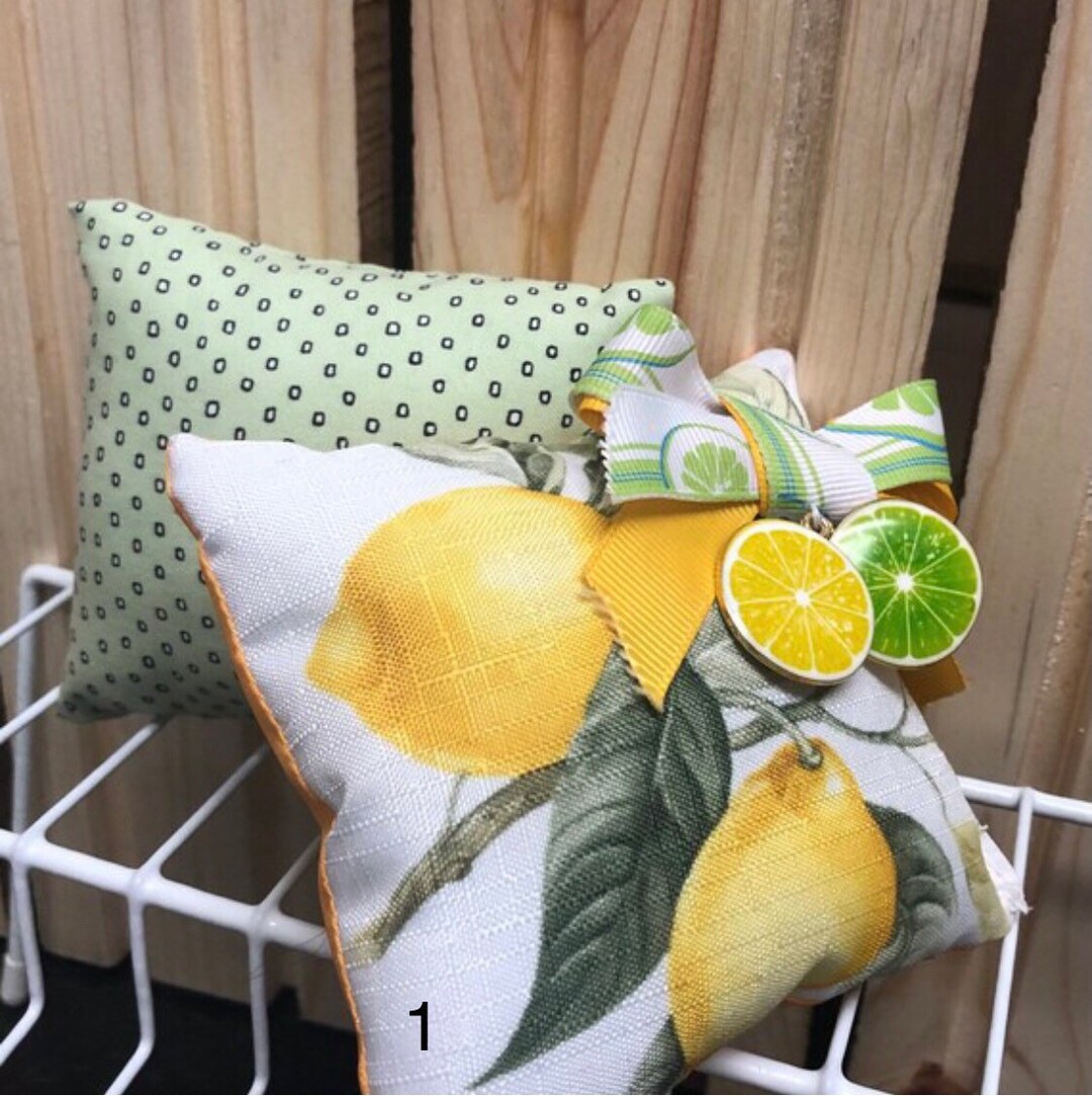 LEMON Mini Pillows/ Tiny Pillows/ Lemon Decor/ Tiered Trays/ Summer ...