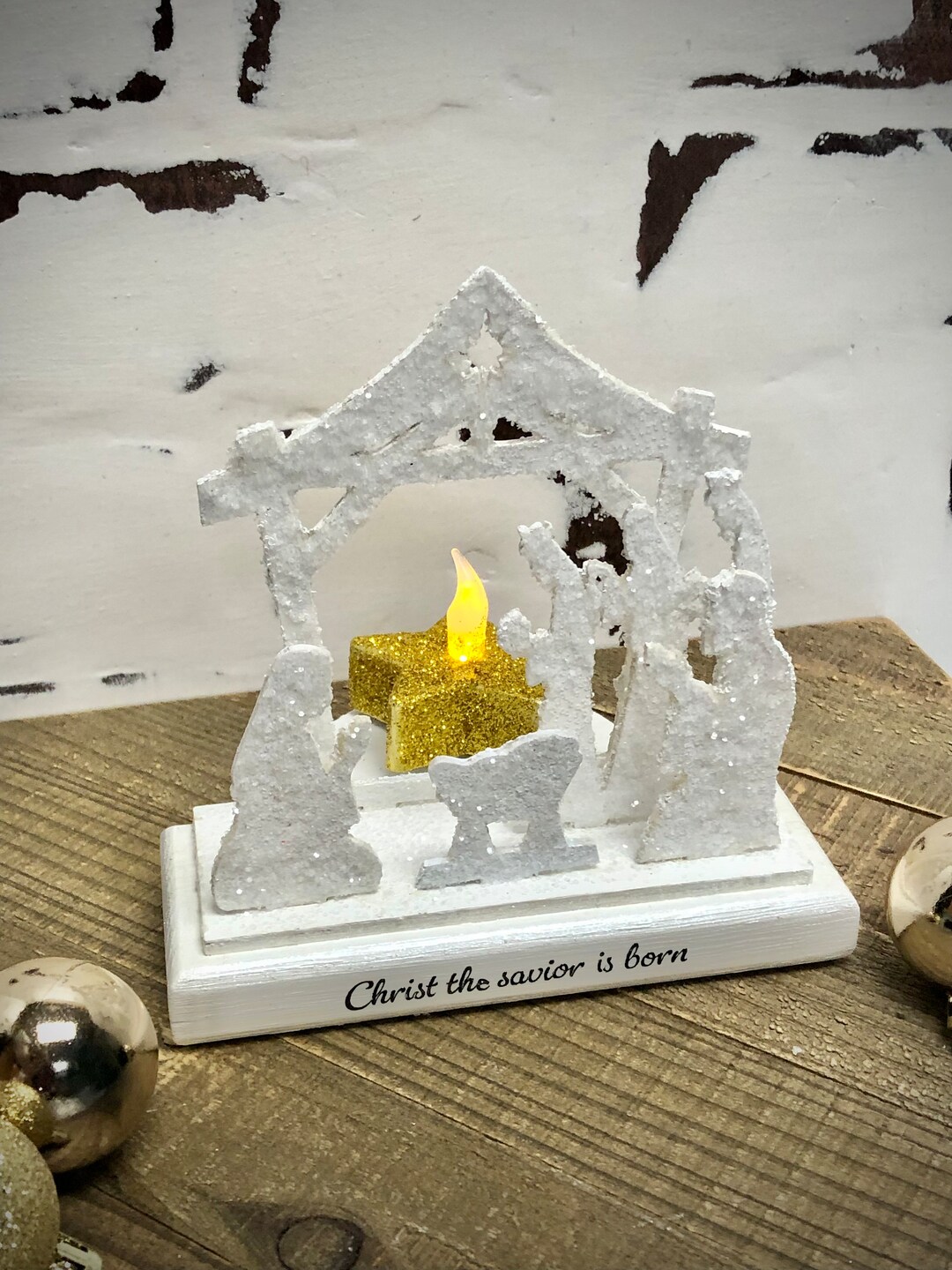 Mini Nativity Scene, Santa’s Workshop, Snow Covered, Wood Christmas ...