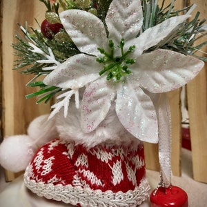 Mini Christmas Floral, Little Snow Boot, Bootie, White Poinsettia, Knit ...