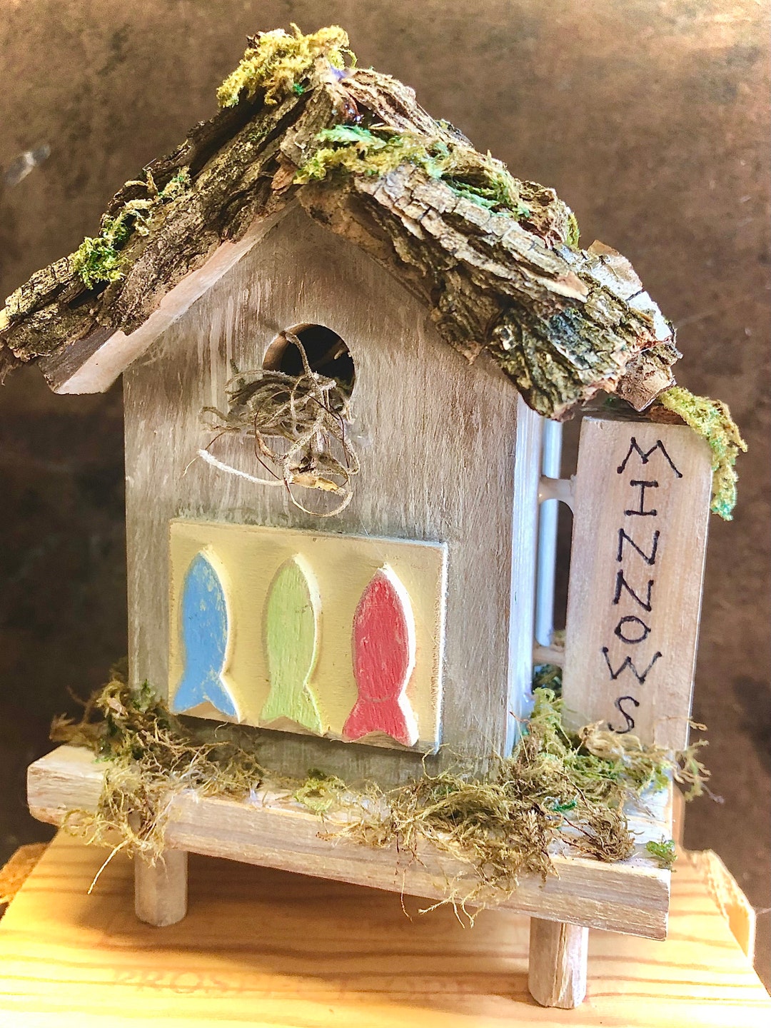 Little Birdhouse, Wood Fishing Shack, Cabin, Mountain Decor, Tiered ...