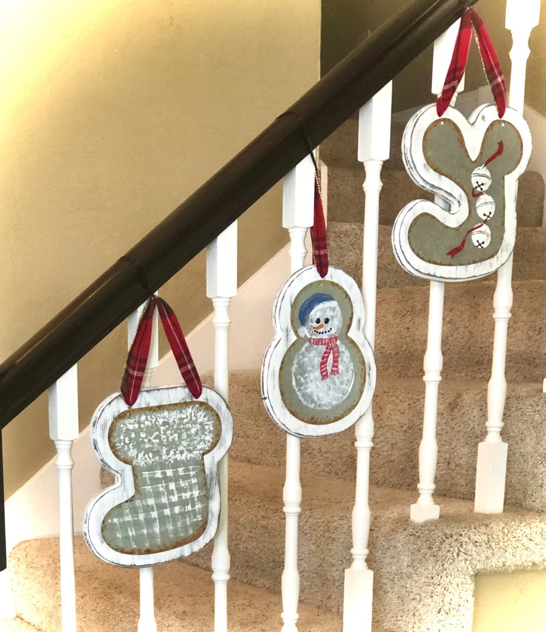 JOY Christmas Signs, Wood Letters, Wall Decor, Stair Railing, Wood and ...