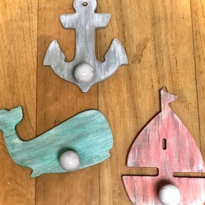 Wall Hooks, Beach House, Beach Decor, Wood Hooks, Clothes or Towel ...