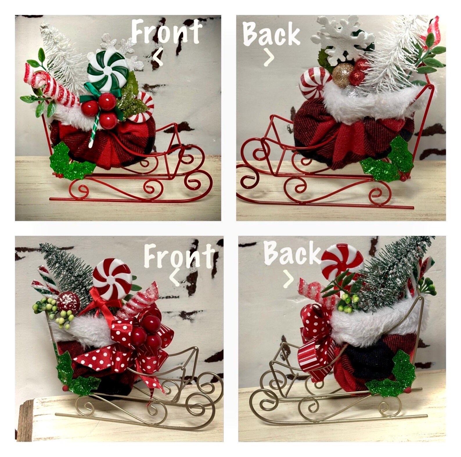 Santa’s Sled, Santa’s Bag, Christmas Decoration, Small Wire Sled, Candy ...