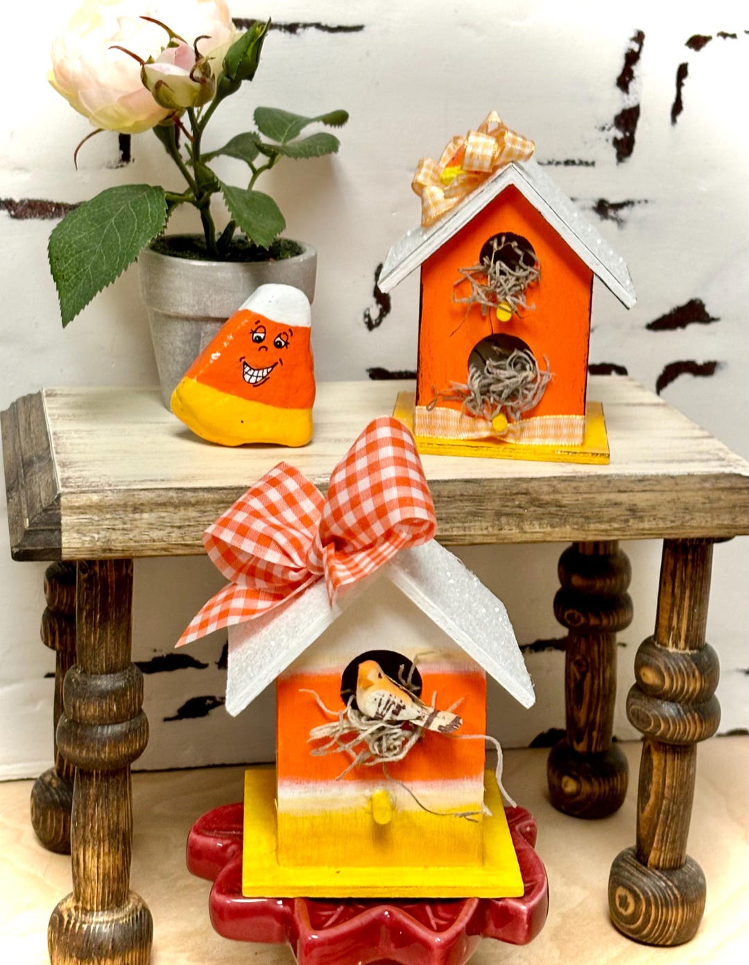 Candy Corn Birdhouses, Small Halloween House, Fall Decor, - Etsy