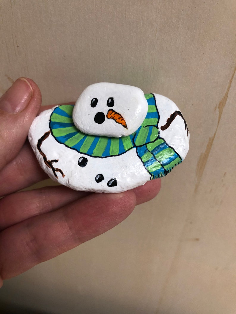 Melting SNOWMAN Rock, Painted Rock, Winter Decor for Tiered Tray ...