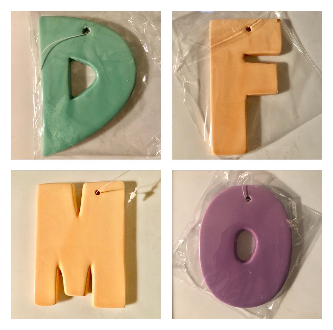 Ceramic Hanging Letters, 4” Tall, Ornament, Baby or Toddler Room - Etsy