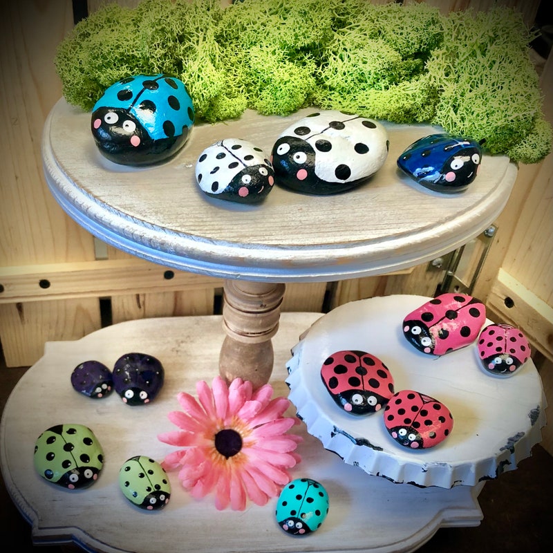 Ladybug Painted Rocks - Etsy