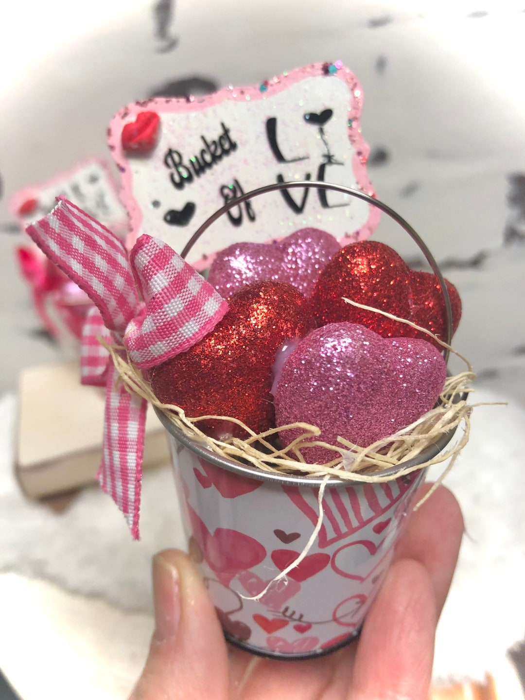 Bucket off Hearts, Valentines Day, Bucket of Love, Hearts, Mini Bucket ...
