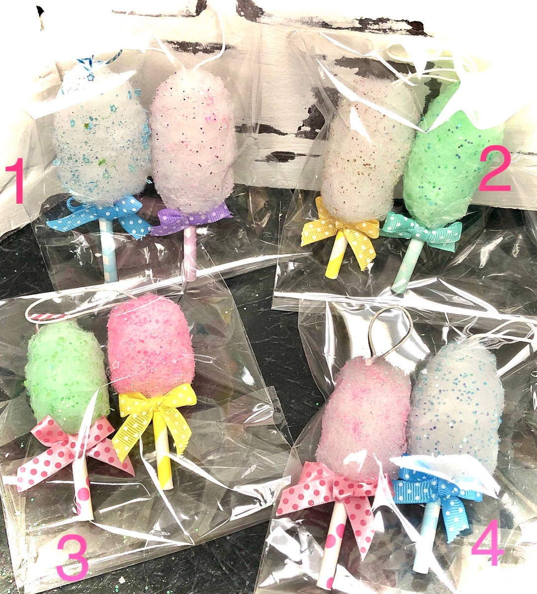 Faux, Cotton Candy Decorations, Pair of Ornaments, Candy Shop, Tiered ...